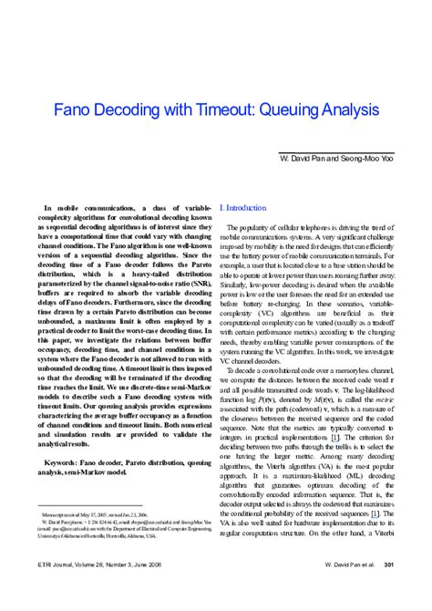 Pdf Fano Decoding With Timeout Queueing Analysis