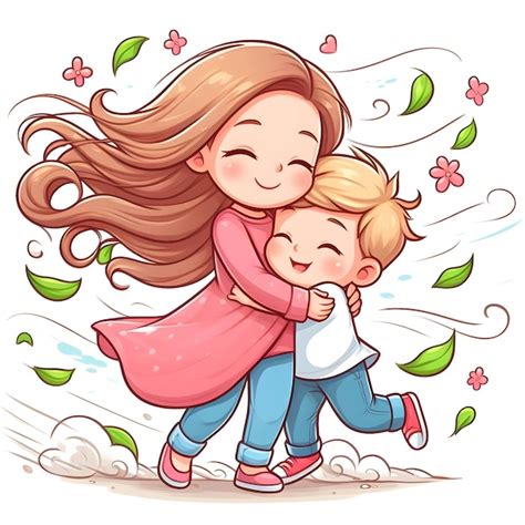 Feliz Celebración Del Día De La Madre Con Una Alegre Familia De Dibujos