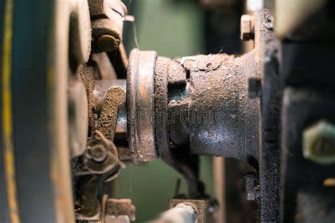 Pulley Driven Walk Behind Tractor Close Up Old Agricultural Machinery