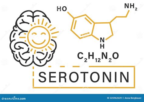 Serotonin Poster Banner In Outline Style Mood Stabilizer Sign Stock