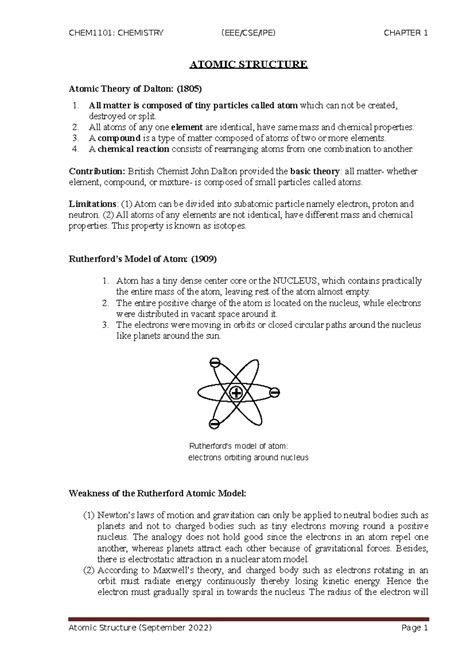 Atomic Structure Chemistry Studocu