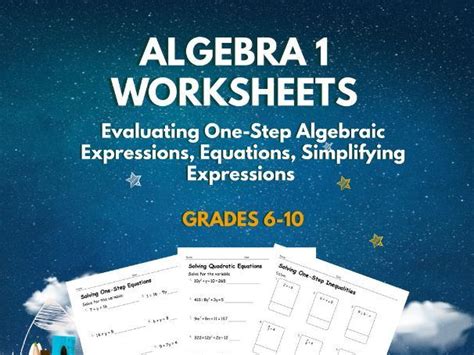 Algebra 1 Practice Problems Grades 6 10 Teaching Resources