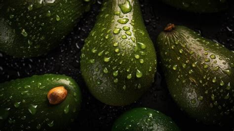 Premium Ai Image Green Background Avocado Fresh Tropical Closeup Dark