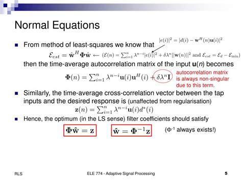 Ppt Recursive Least Squares Rls Adaptive Filters Powerpoint