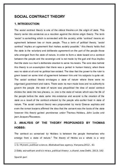 Doc Social Contract Theory An Analyisis