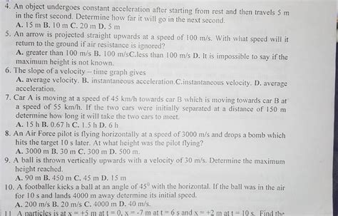 solved 4 an object undergoes constant acceleration after starting