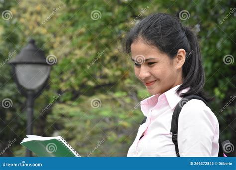 Unemotional Student Teenager School Girl With Notebooks Stock Image