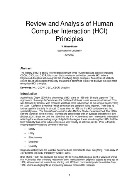 Review And Analysis Of Hci Pdf Human Computer Interaction Usability