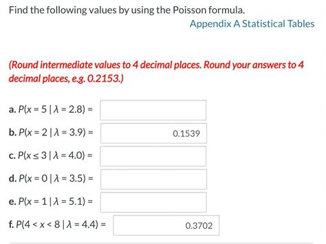 Solved Find The Following Values By Using The Poisson Chegg
