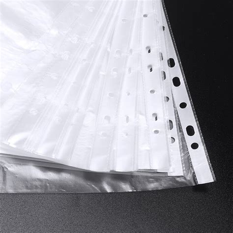 100pcs A4 File Folder 11 Holes Loose Leaf Transpar Grandado