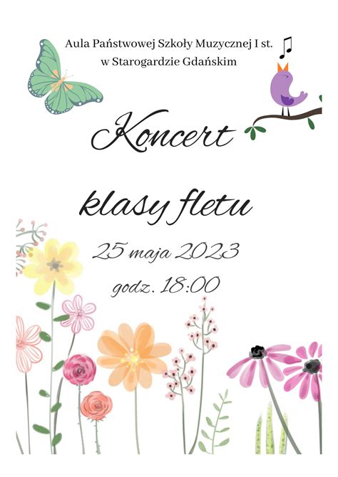 Koncert uczniów klasy fletu Państwowa Szkoła Muzyczna I stopnia im W