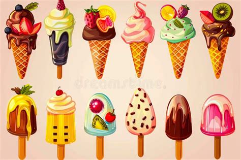Ice Cream Cones With Different Flavors Stock Photo Image Of Sweetness