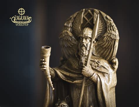 Odin God Wooden Statue Thor Statue Wooden Figurine Of Odin Hand Carved
