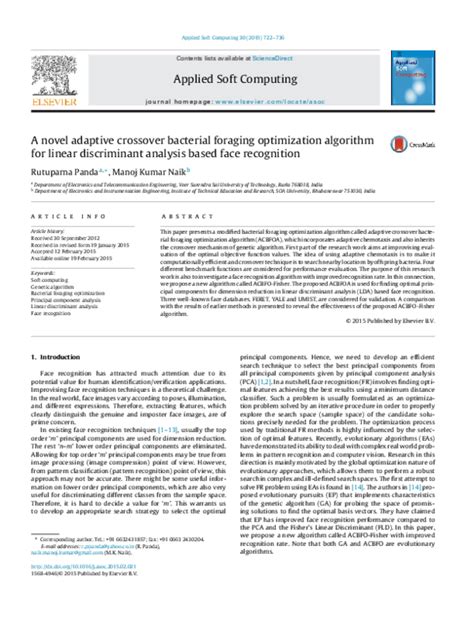 Pdf A Novel Adaptive Crossover Bacterial Foraging Optimization Algorithmfor Linear