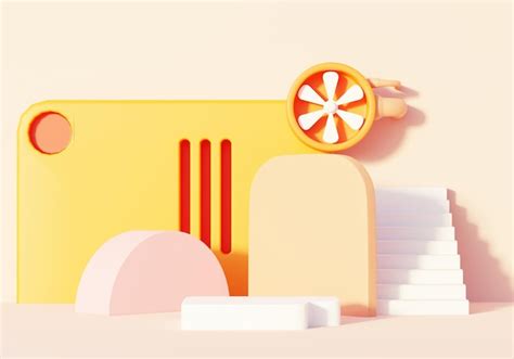 제품 프레젠테이션 및 광고를 위한 3d 렌더링 추상 디스플레이 연단 플랫폼 깨끗한 디자인의 최소 장면 배경 모의용 빈 받침대 화장품용 파스텔 색상의 빈 무대 프리미엄 사진