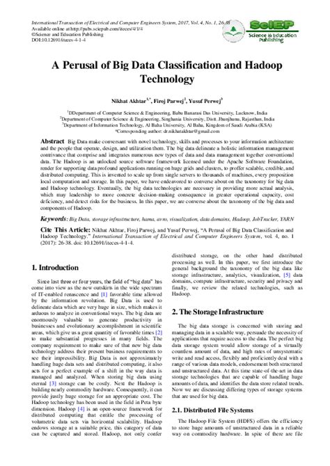 Pdf A Perusal Of Big Data Classification And Hadoop Technology