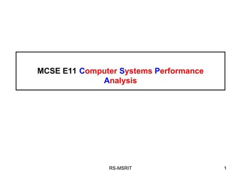 Computer System Performance Analysis Cse Ppt