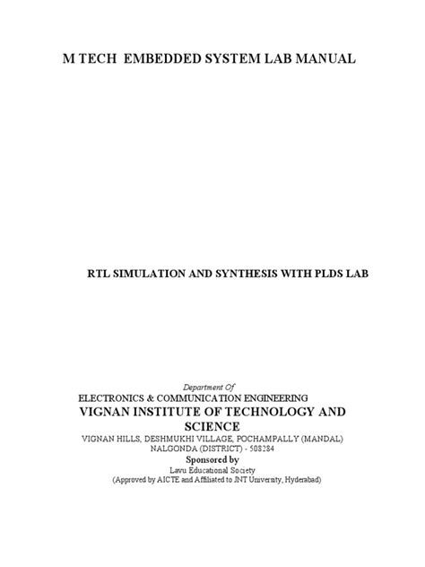 Rtl Simulation Lab Manual Pdf Field Programmable Gate Array