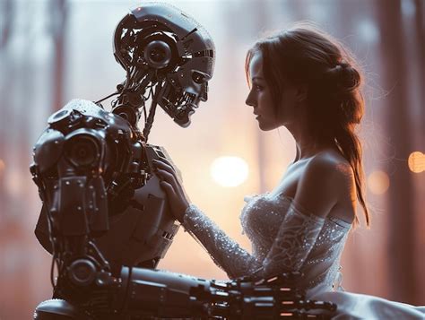 Premium Photo Robot And Womans Wedding Day Android Cyborg Robot