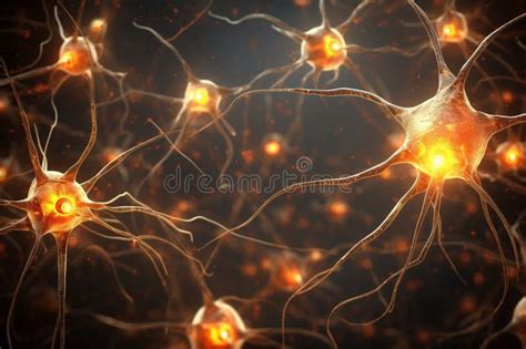 Neurons Cells with Glowing in Human Brain Synapses Nervous System. Nerve Cells Background Stock ...