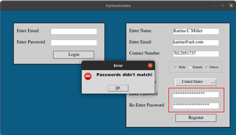 Registration Form In Python Using Tkinter With Database Sqlite3