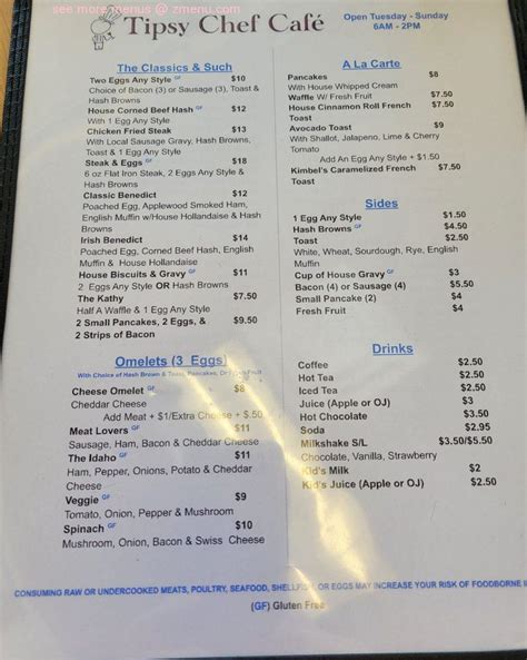 Online Menu Of Tipsy Chef Cafe Restaurant Meridian Idaho 83642 Zmenu