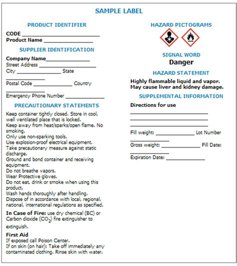 Free Msds Label Template