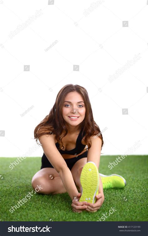 Woman Sitting Crossed Legs On Floor Stock Photo 417123199 Shutterstock