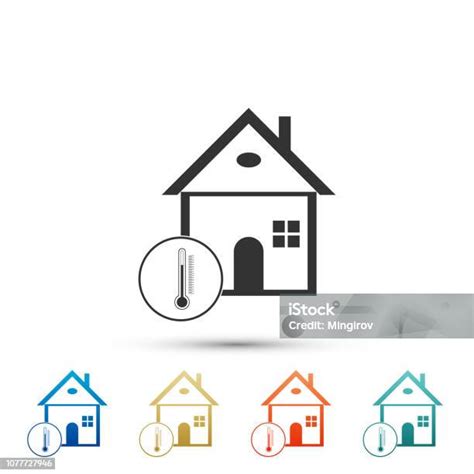 Ikon Suhu Rumah Terisolasi Pada Latar Belakang Putih Ikon Termometer