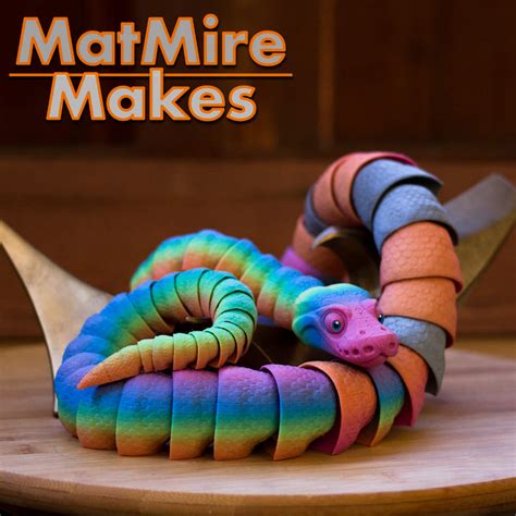 Ball Python Snake Articulated Toy Print In Place Body Snap Fit Head Cute Flexi D File For