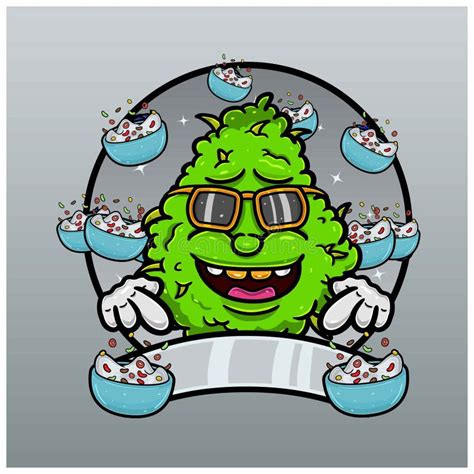 Cereals Flavor With Weed Mascot Cartoon Weed Design For Logo Label
