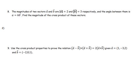 Solved The Magnitudes Of Two Vectors Vec A And Vec B Are Chegg Com