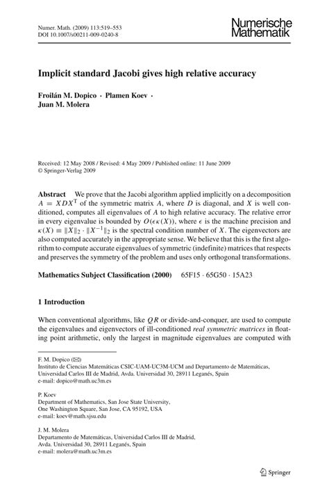 pdf implicit standard jacobi gives high relative accuracy