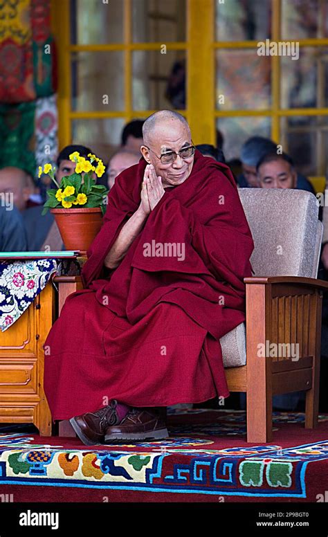 His Holiness The Dalai Lama In Namgyal Monastery In Tsuglagkhang