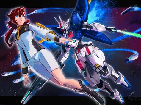 Suletta Mercury And Gundam Aerial Rebuild Gundam And 1 More Drawn By
