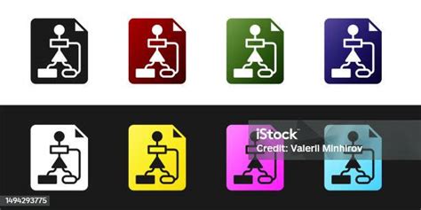 흑백 배경에 분리된 프로그램 설계 또는 프로세스 관리 계획 아이콘에 대한 타일 순서도를 설정합니다 블록 다이어그램 벡터 개념에 대한 스톡 벡터 아트 및 기타 이미지 Istock