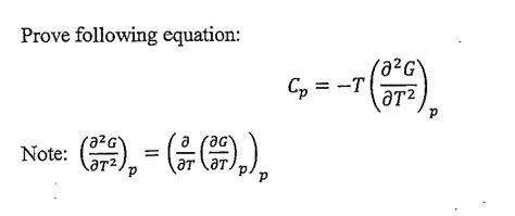 Solved Prove Following Equation C P T Partial Chegg