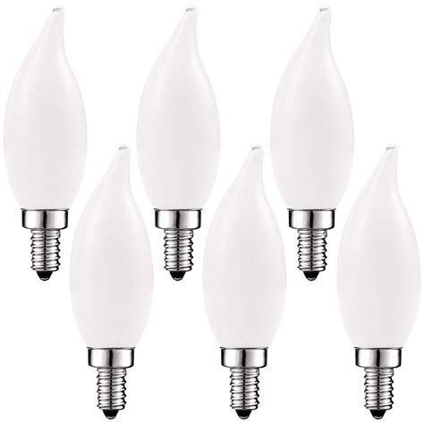 Luxrite E12 LED Chandelier Frosted Light Bulbs Dimmable 60 Watt
