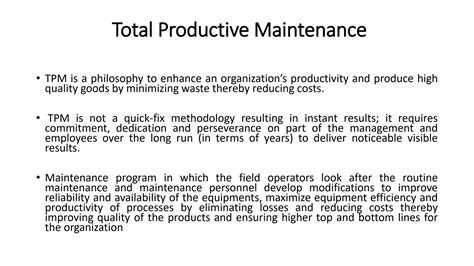 Solution Implementation And Challenges Of Tpm In Process Industries