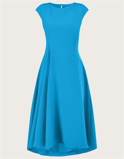 Sarah Structured Midi Dress Blue Evening Dresses Monsoon Uk