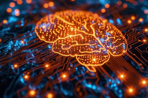 premium photo glowing brain on a circuit board