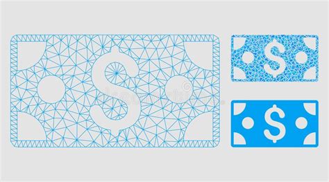 Dollar Banknote Vector Mesh Carcass Model And Triangle Mosaic Icon
