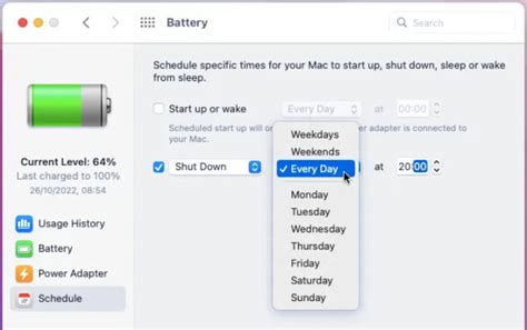 macos ventura schedule a startup shutdown and restart