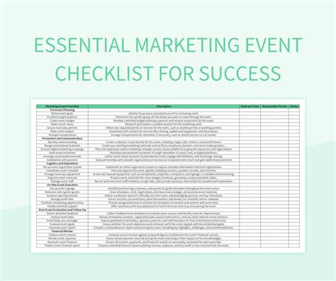 Free Event Checklist Templates For Google Sheets And Microsoft Excel Slidesdocs