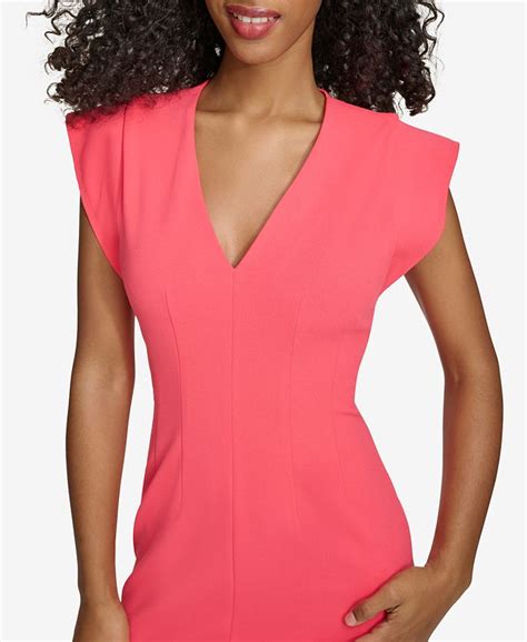 Calvin Klein Petite V Neck Sleeveless Sheath Dress Macys