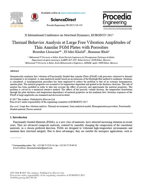 Thermal Behavior Analysis At Large Free Vibration Amplitudes Of Thin