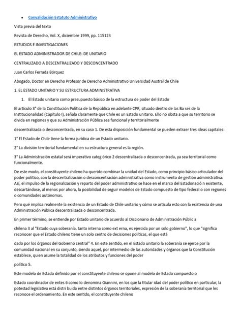 Convalidación Estatuto Administrativo Pdf Estado Política Chile