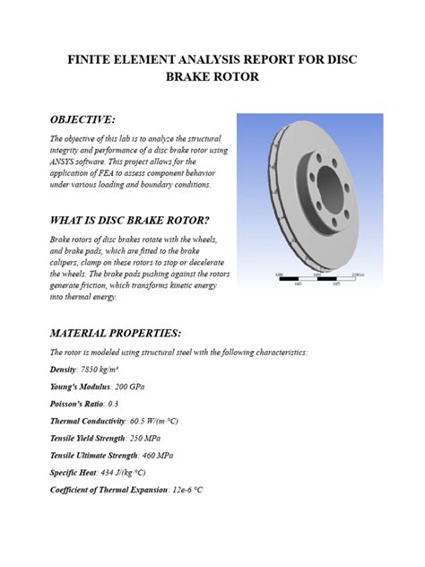 fea report disc brake rotor analysis pdf brake strength of materials