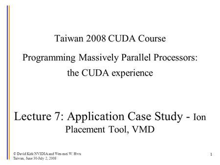 Programming Massively Parallel Processors Lecture Slides For Chapter 9
