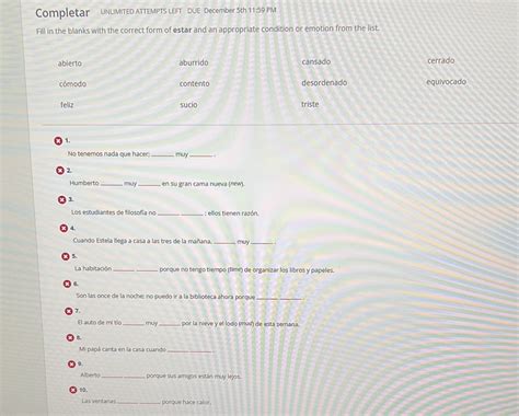 Completar Unlimited Attempts Left Due December 5th 11 59 Pm Fill In The